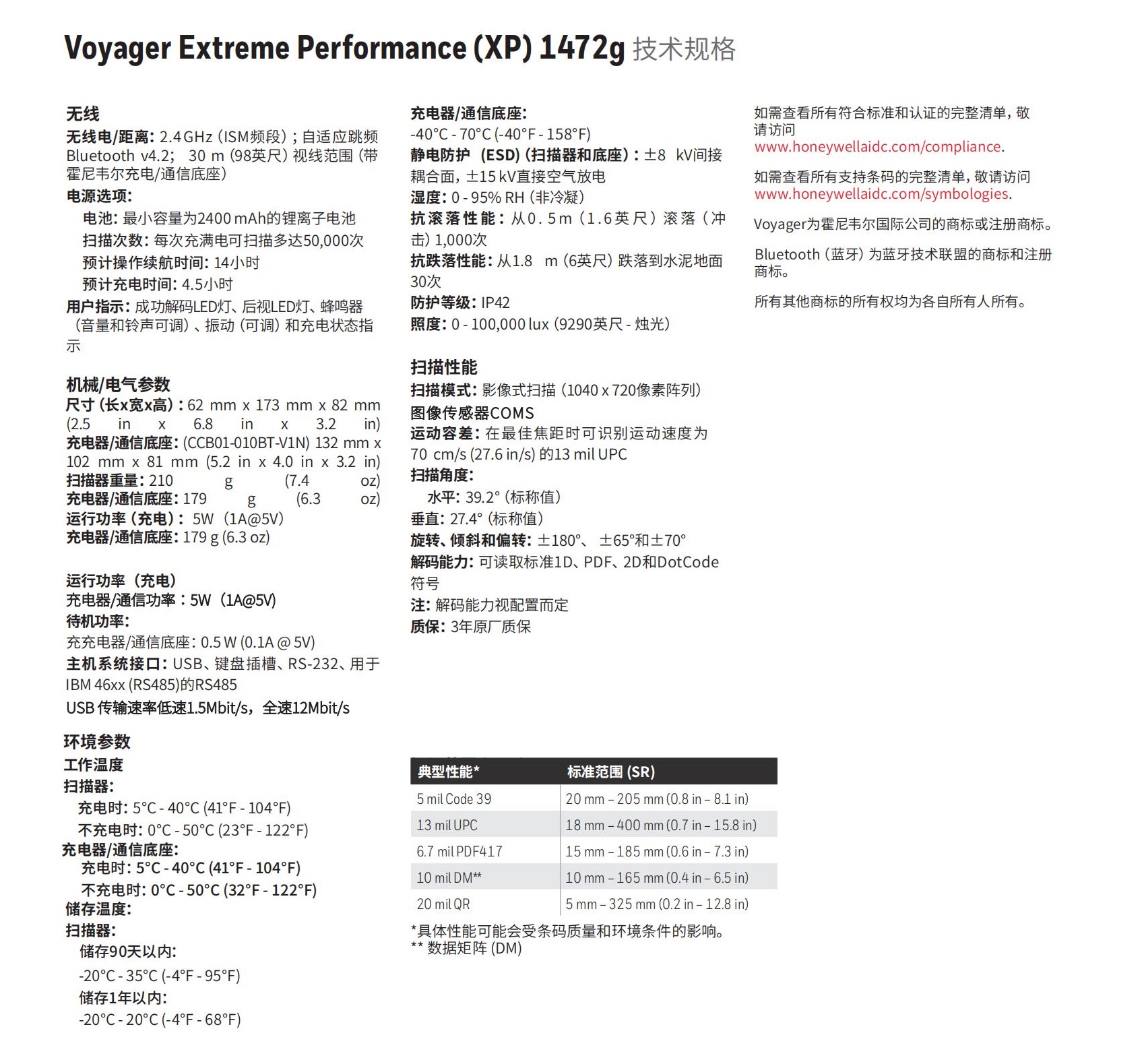 Honeywell Voyager XP 1472g 通用型扫描仪-上海鼎方电子科技有限公司